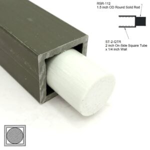 2" On-Side, 1/4" Wall, Fiberglass Square Tube - Made in USA