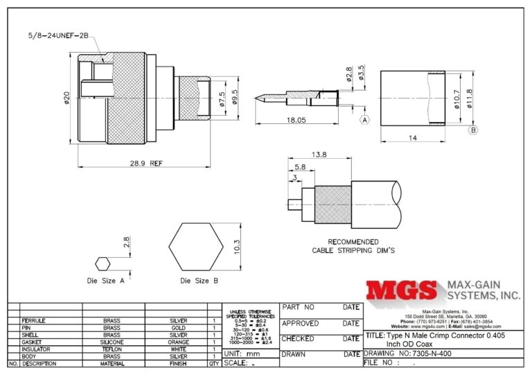 Type N male Crimp Connector for RG-8, RG-213, & LMR-400 Coax (Best)